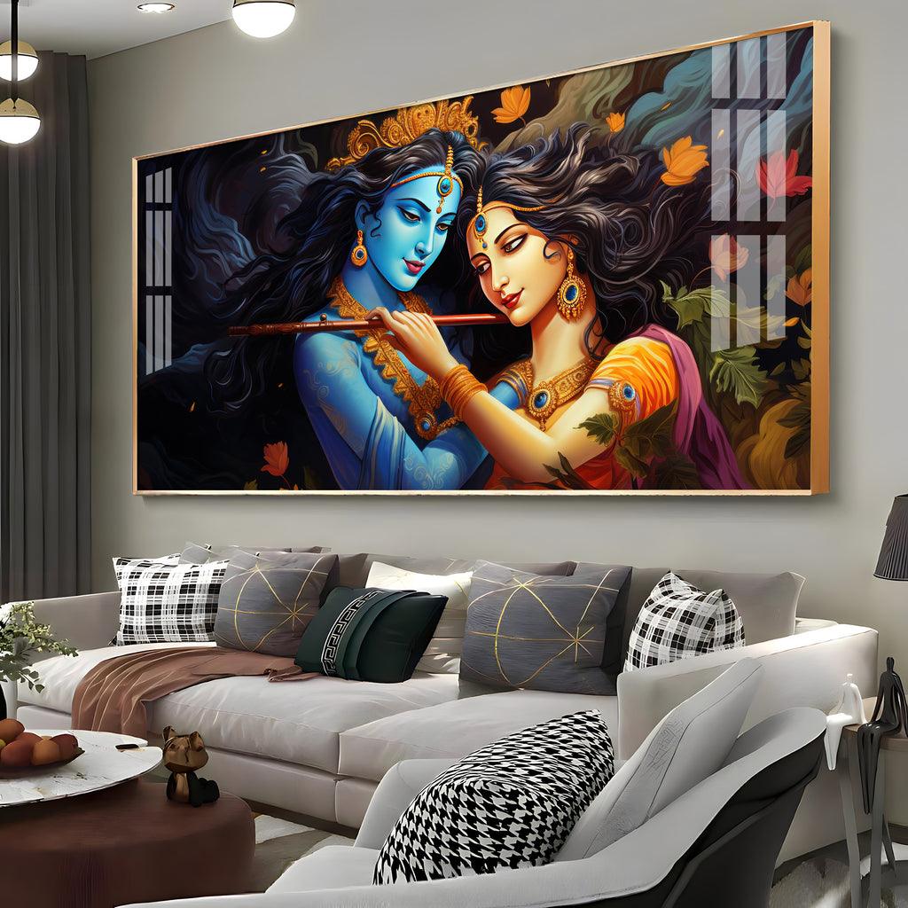 Radha Krishna s Unique Love Luxurious Acrylic Horizontal Wall Art 23.5X11.5 inches